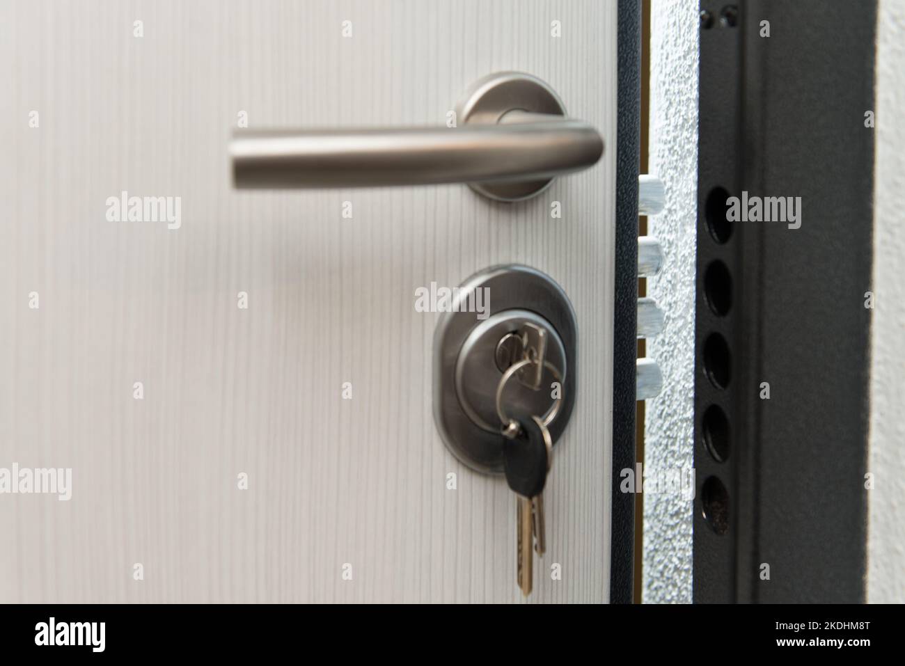 Modern Metal Key and Key Hole and Door - Very Sturdy Steel Door Stock ...