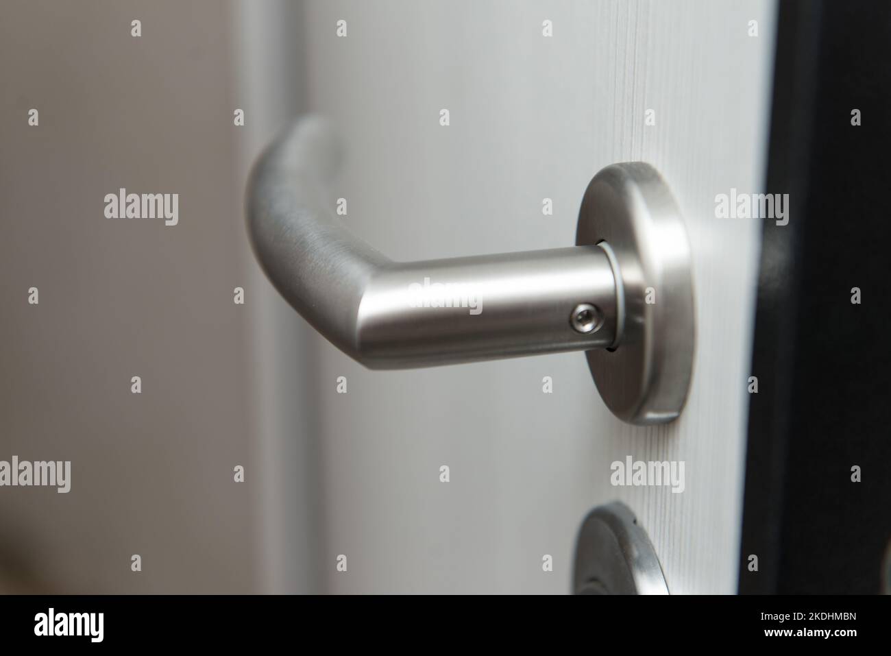 Modern Metal Door Handle - Very Sturdy Steel Door Stock Photo - Alamy