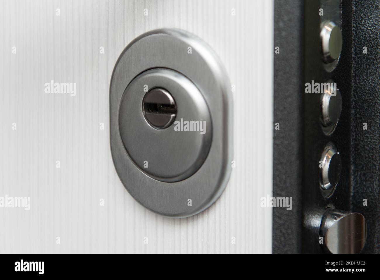 Modern Metal Door Knob - Very Sturdy Key Hole Steel Door Stock Photo ...