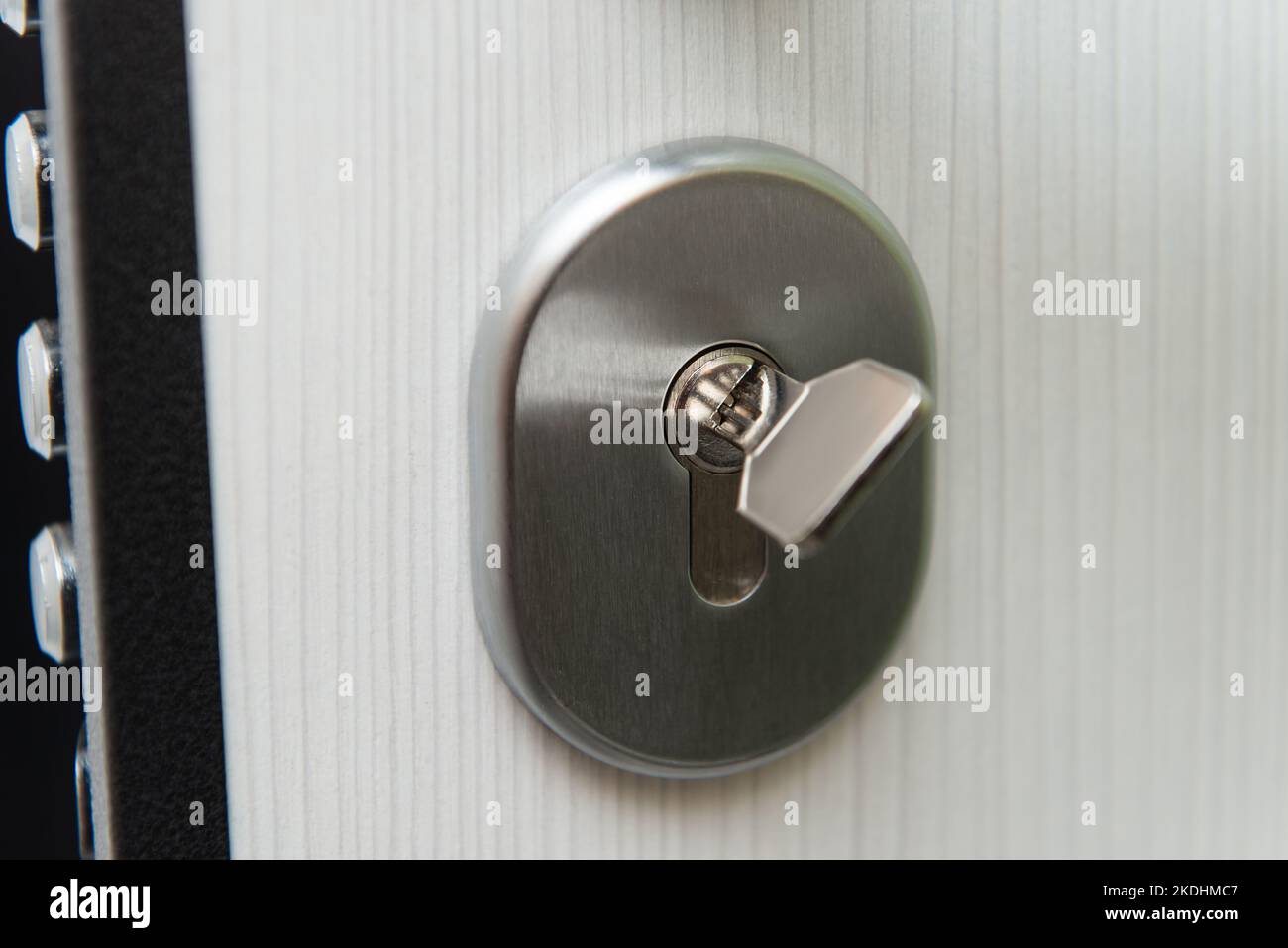 Modern Metal Key and Key Hole and Door - Very Sturdy Steel Door Stock ...