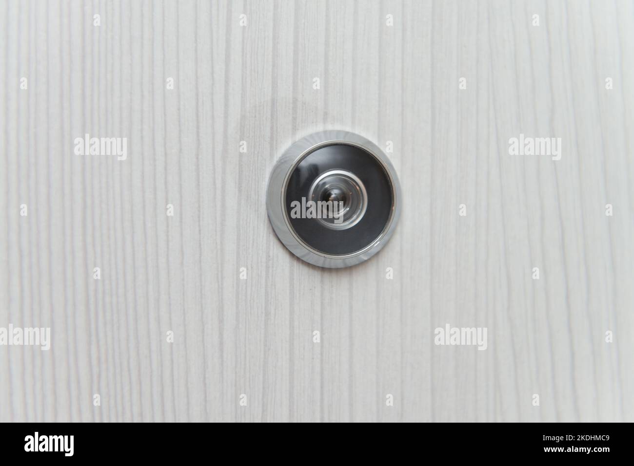 Door Lens Peephole On White Door Background - Copy Space Stock Photo ...