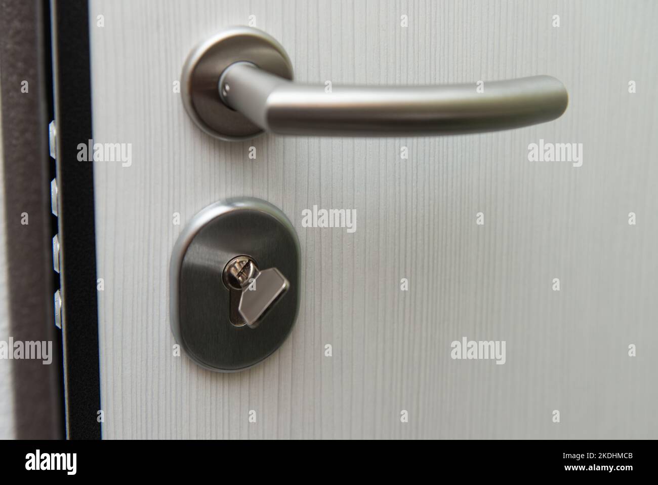 Modern Metal Key and Key Hole and Door - Very Sturdy Steel Door Stock ...