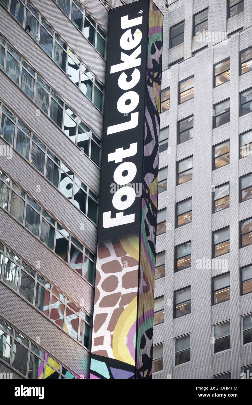 A shop sign of Foot Locker, on November 5, 2022 in New York City, USA ...