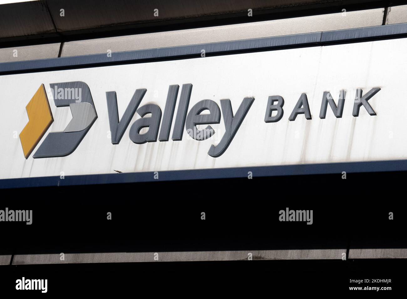 A shop sign of Valley Bank, on November 5, 2022 in New York City, USA ...
