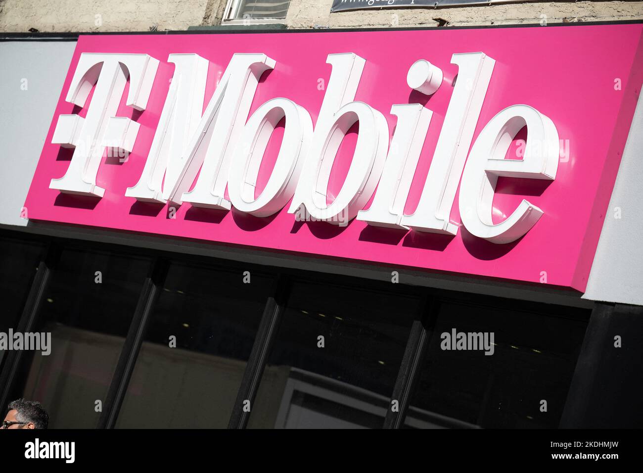 A shop sign of T Mobile, on November 5, 2022 in New York City, USA ...