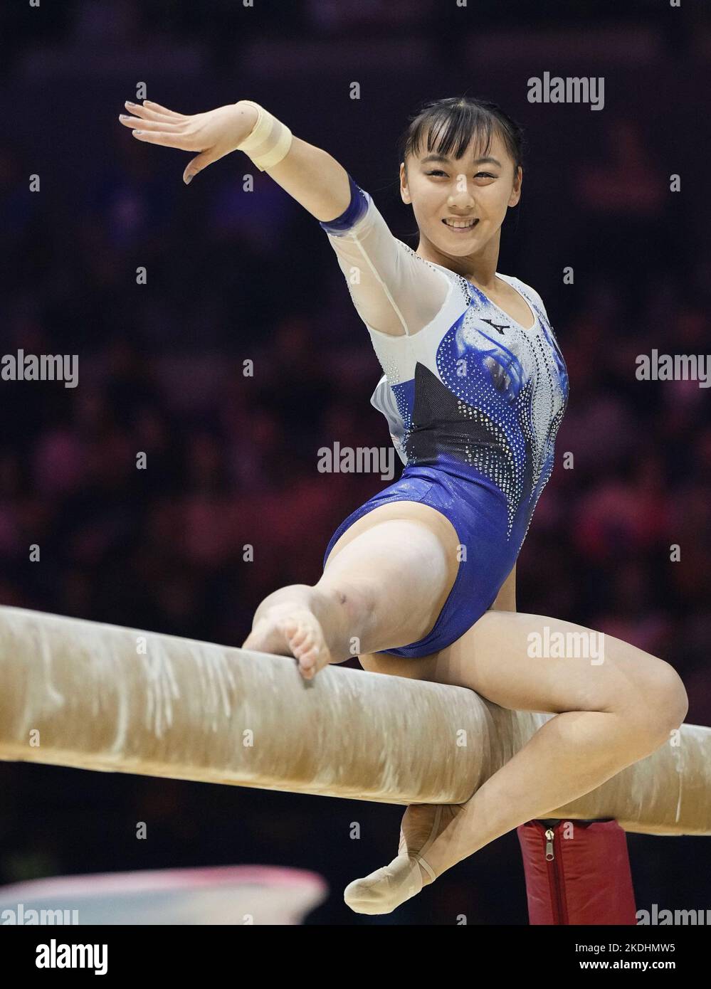 Shoko Miyata of Japan performs in the women's balance beam final at the artistic gymnastics ...