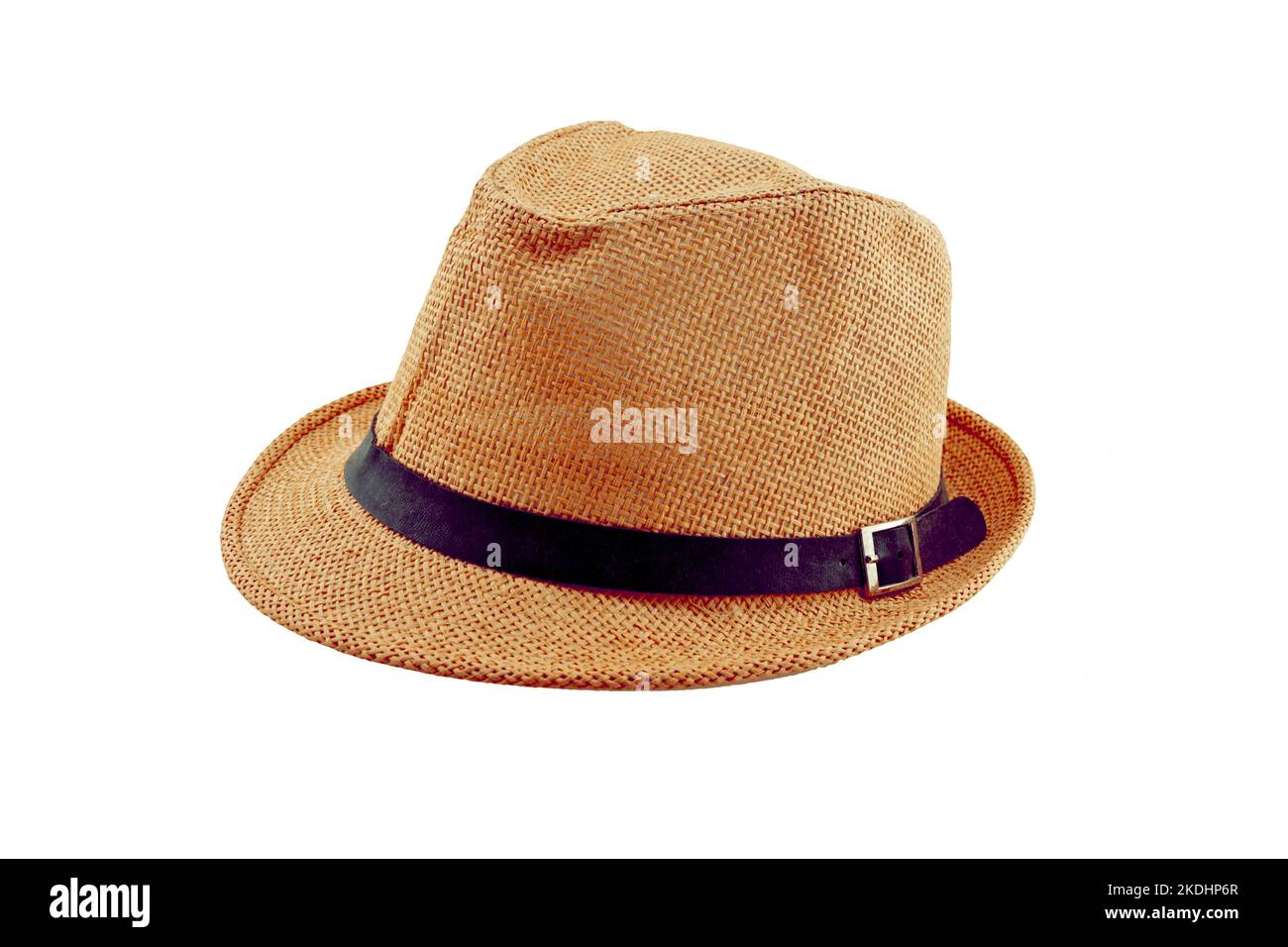 pretty straw hat isolated on white background Stock Photo - Alamy