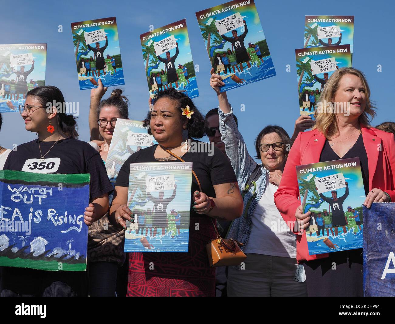 Torres Strait Islanders gather outside Parliament House on the opening ...