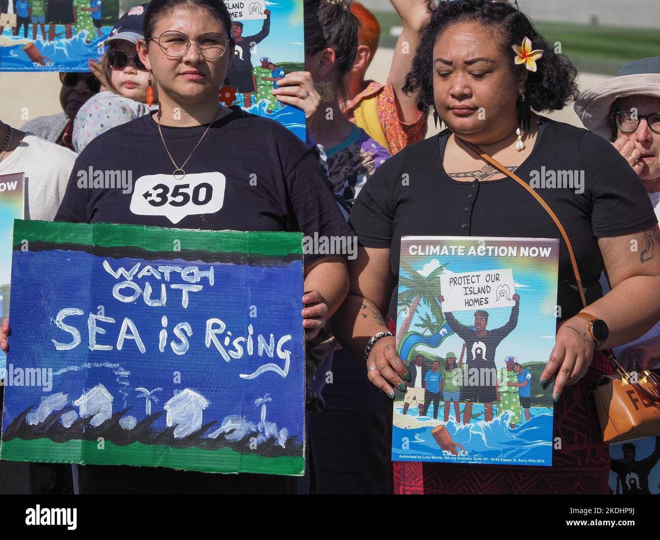 Torres Strait Islanders gather outside Parliament House on the opening ...