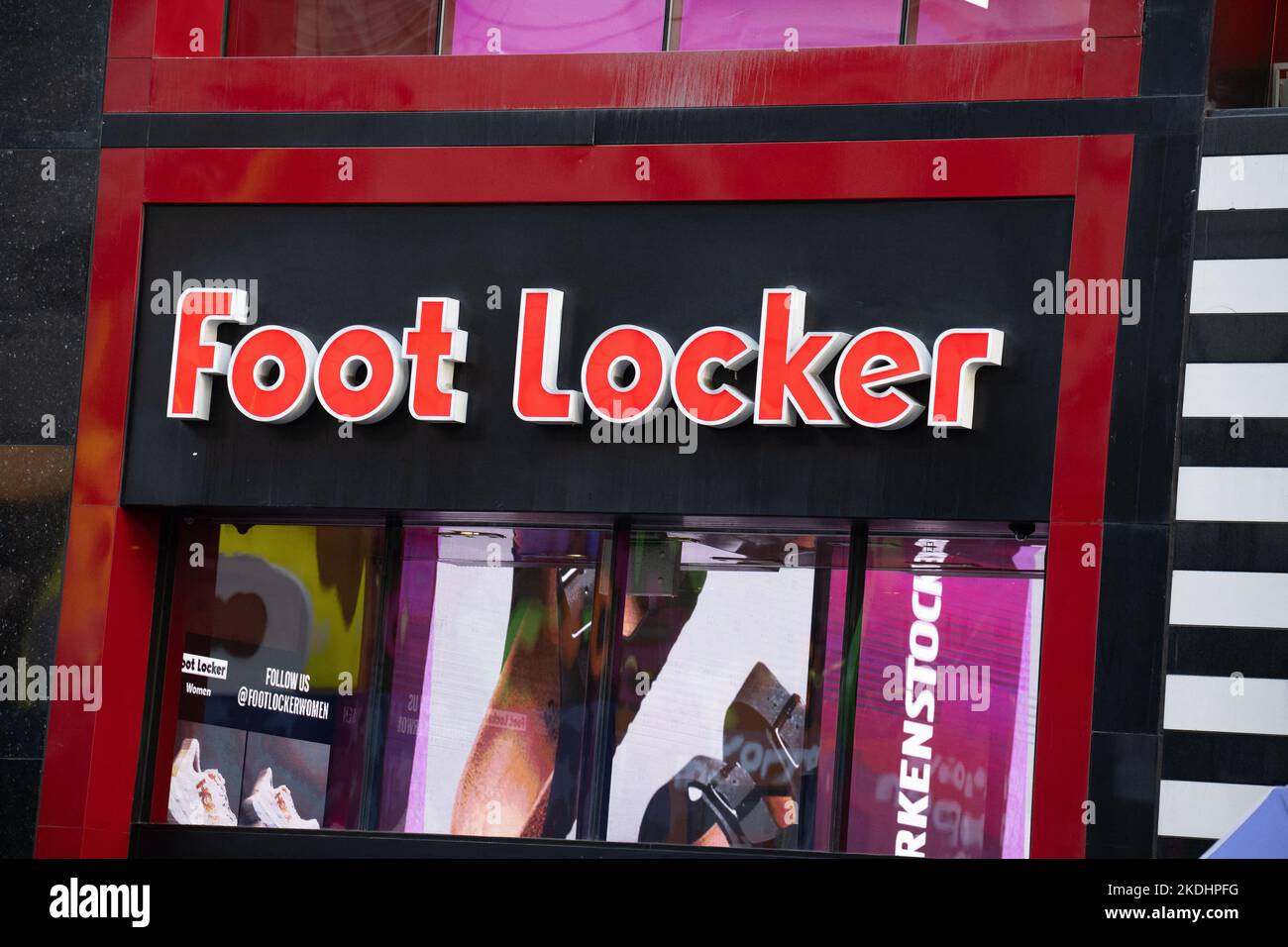 A shop sign of Foot Locker, on November 5, 2022 in New York City, USA ...