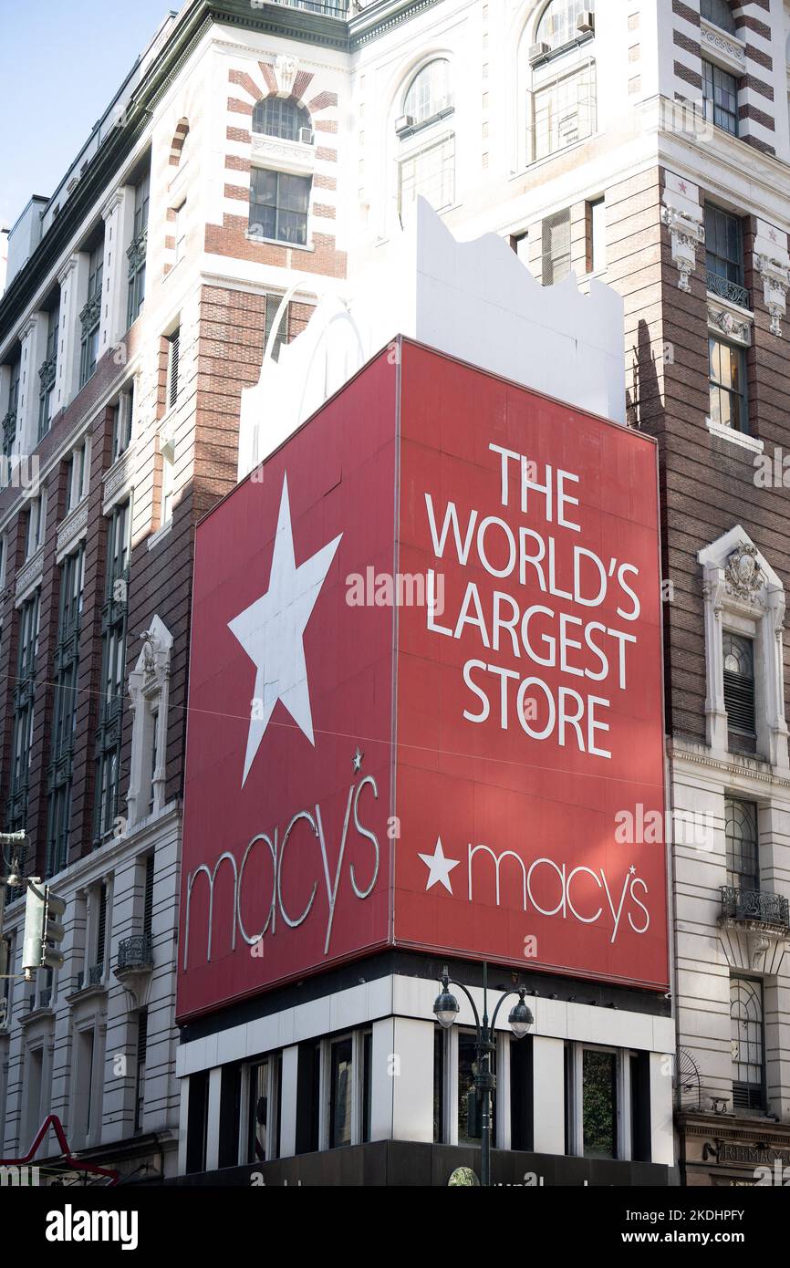 A shop sign of MACY’S, on November 5, 2022 in New York City, USA. Photo ...