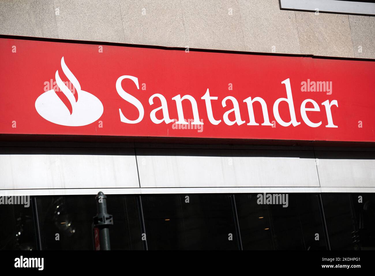 A shop sign of Santander, on November 5, 2022 in New York City, USA ...