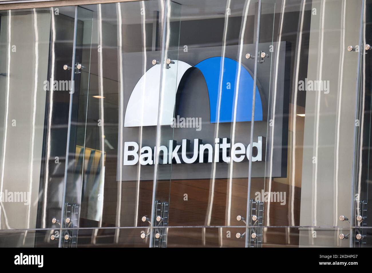 A shop sign of BankUnited, on November 5, 2022 in New York City, USA ...
