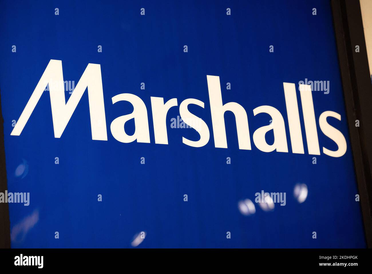 A shop sign of Marshalls, on November 5, 2022 in New York City, USA ...