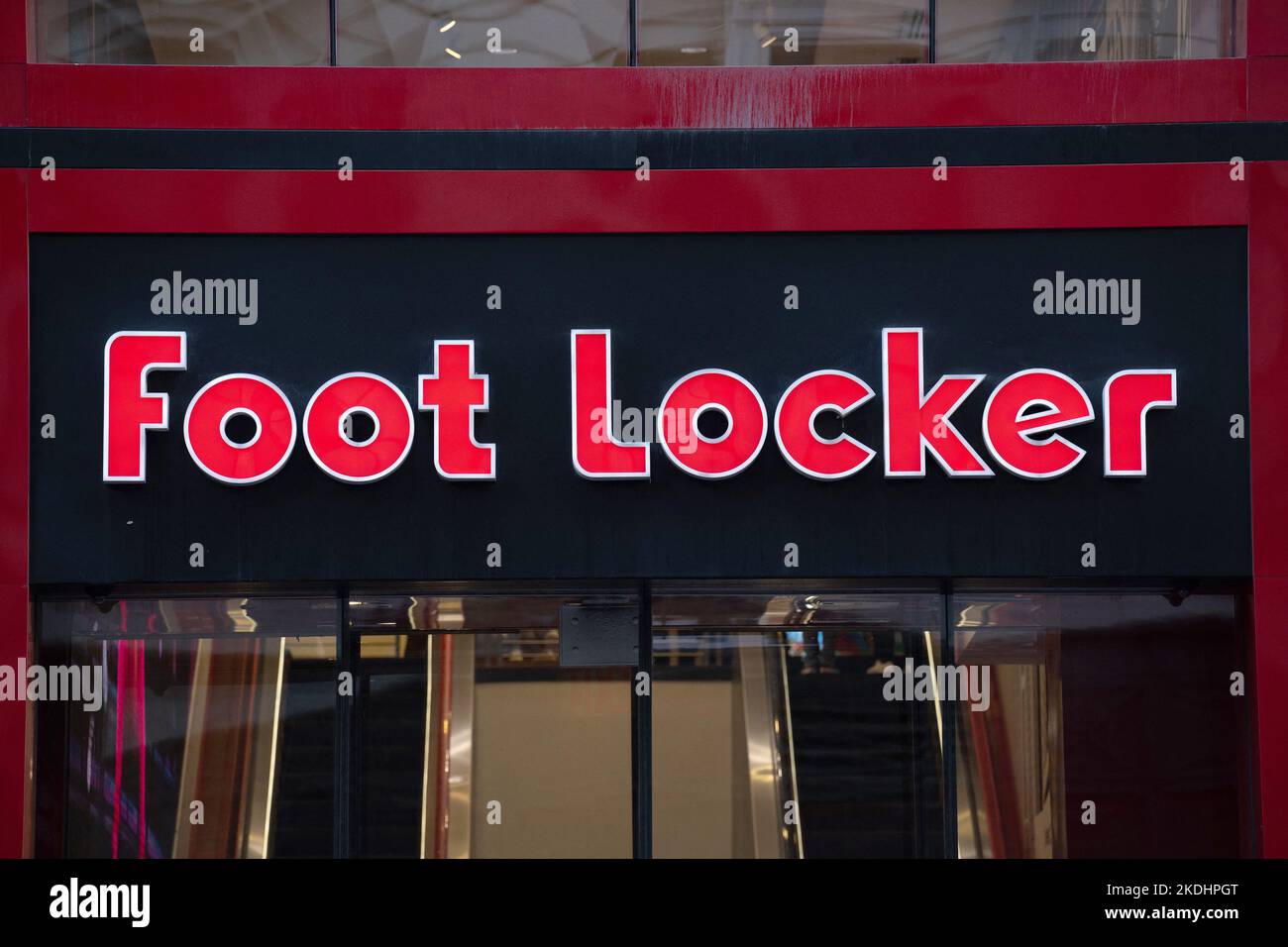 A shop sign of Foot Locker, on November 5, 2022 in New York City, USA ...
