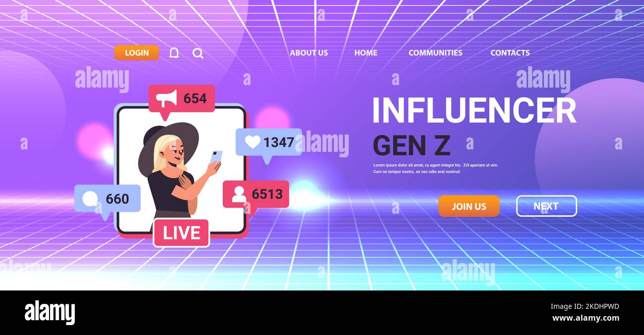 woman social media influencer watching live streaming generation Z ...