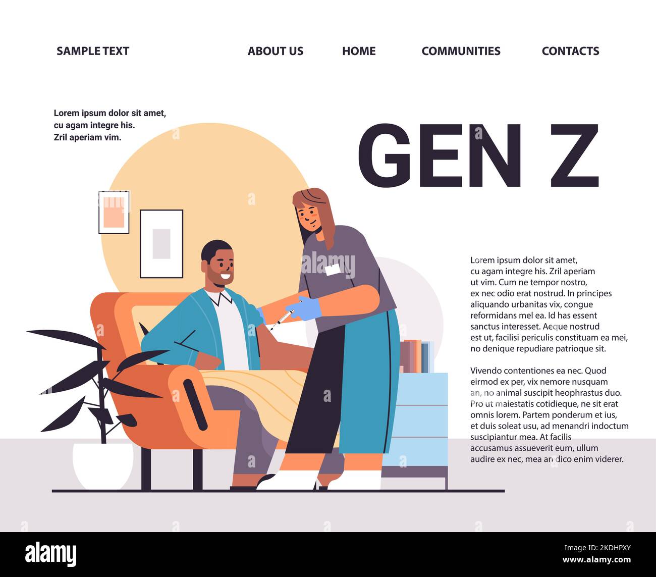 female doctor vaccinating male patient vaccination generation Z ...