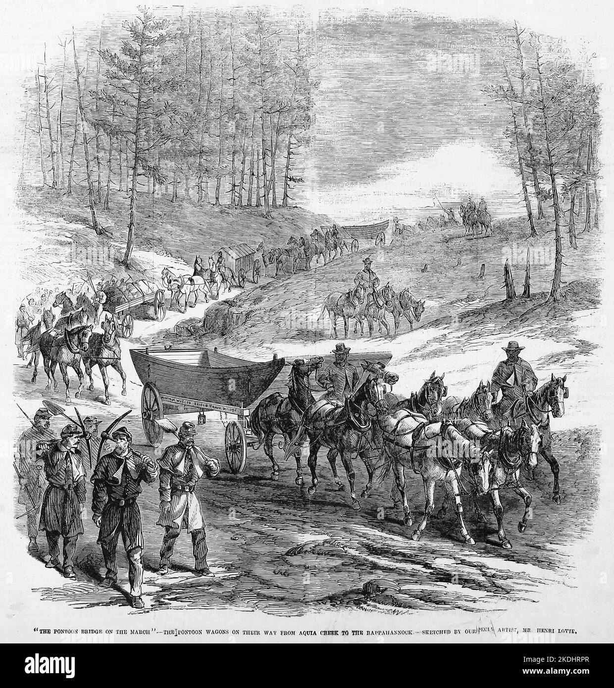 "The Pontoon Bridge on the March" - The pontoon wagons on their way ...