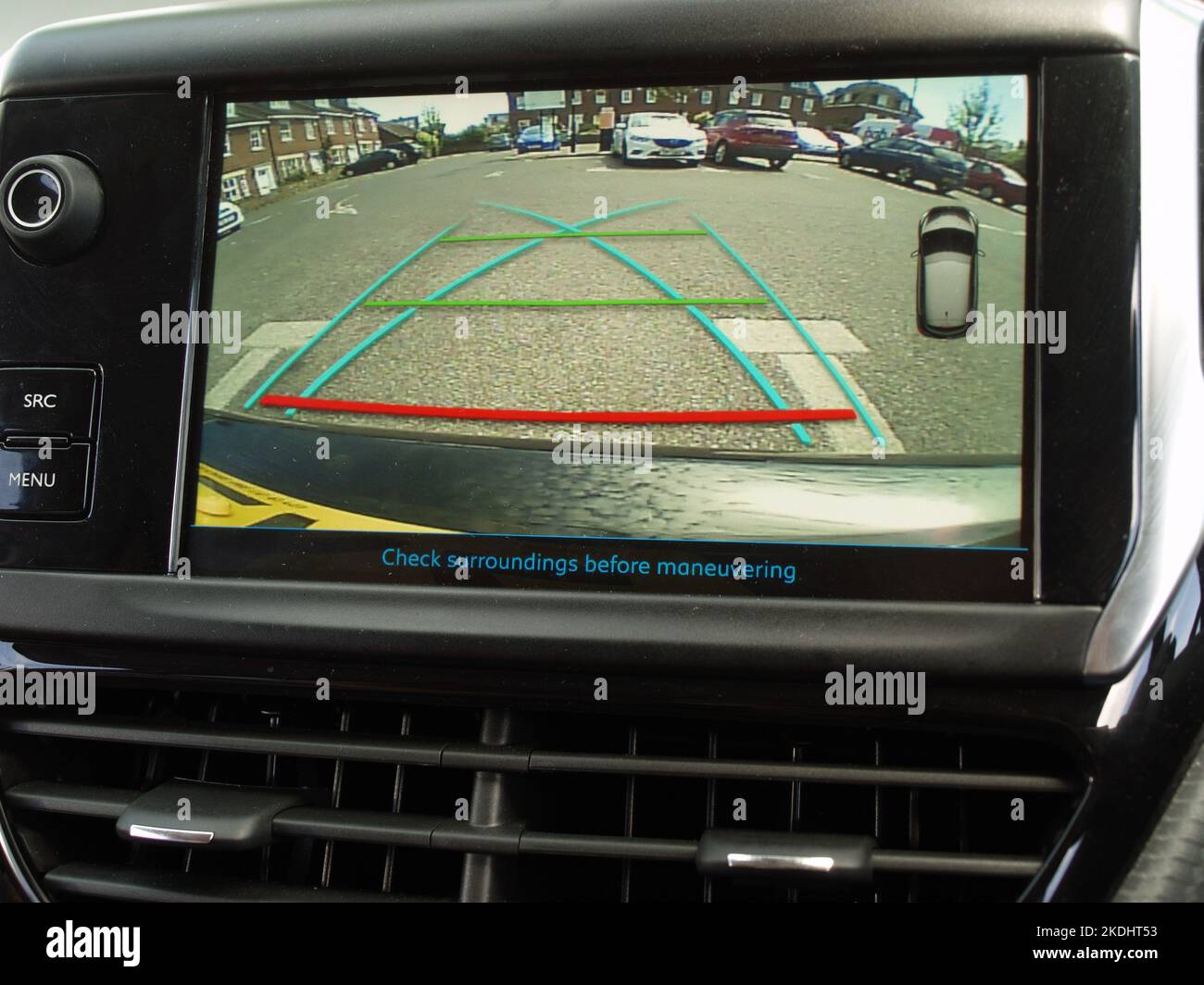Reversing Camera Display on Peugeot 208 Stock Photo - Alamy