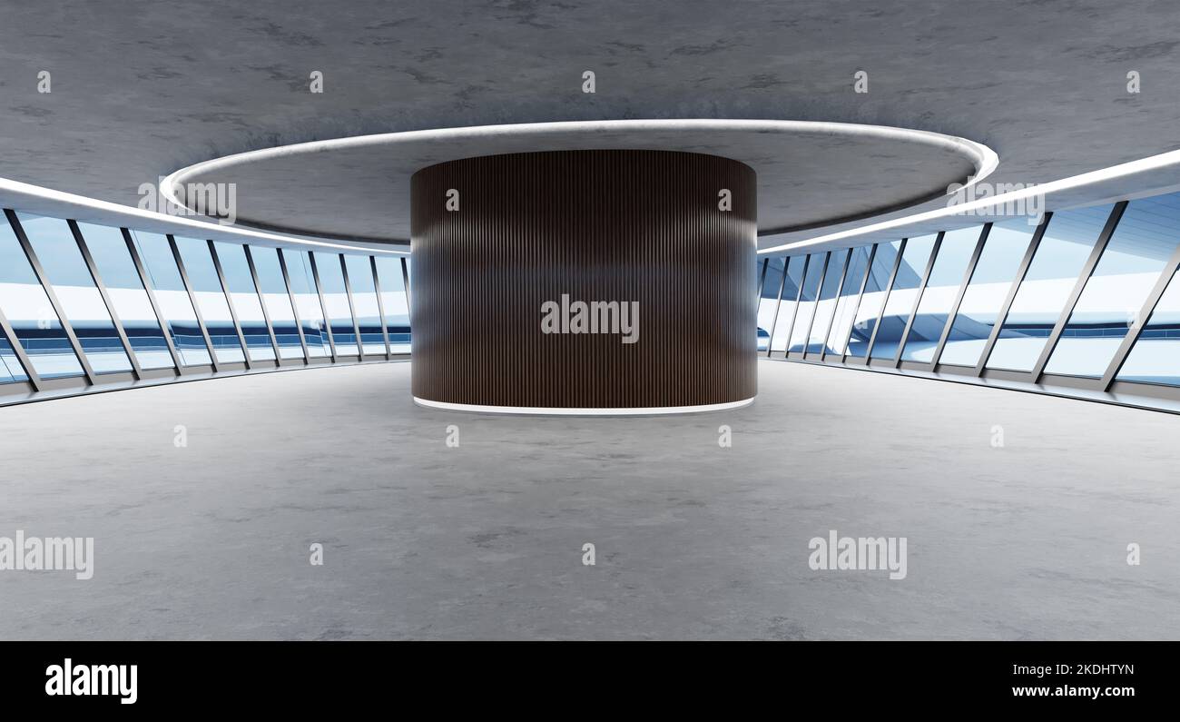 Futuristic streamlined interior space design. 3d rendering Stock Photo ...