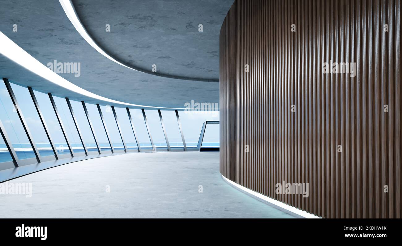 Futuristic streamlined interior space design. 3d rendering Stock Photo ...