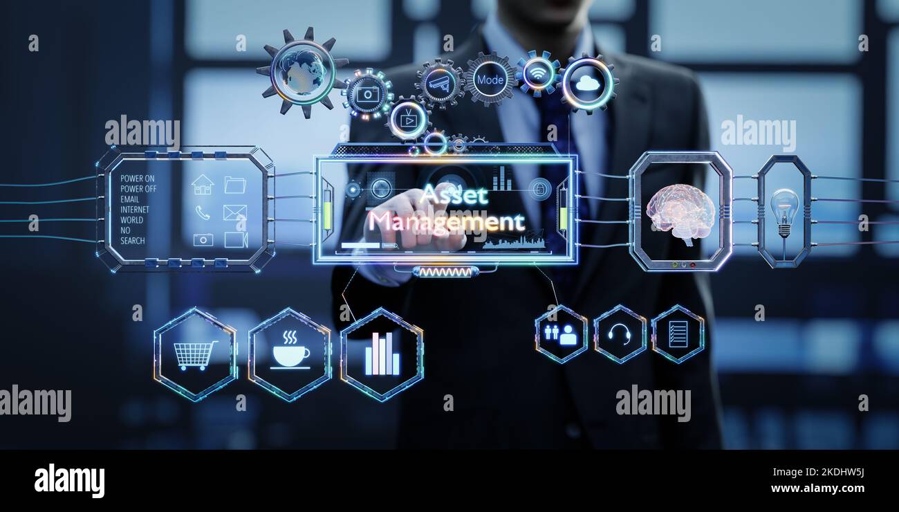 Asset management concept with smart analysis user interface gear device ...