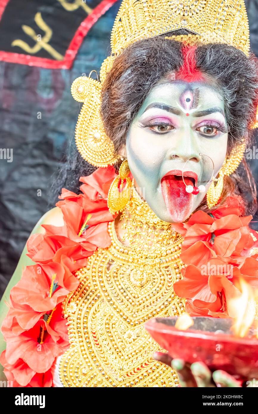 Happy Diwali greeting card showing Indian beautiful girl with colorful ...