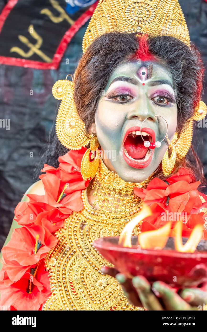 Happy Diwali greeting card showing Indian beautiful girl with colorful ...