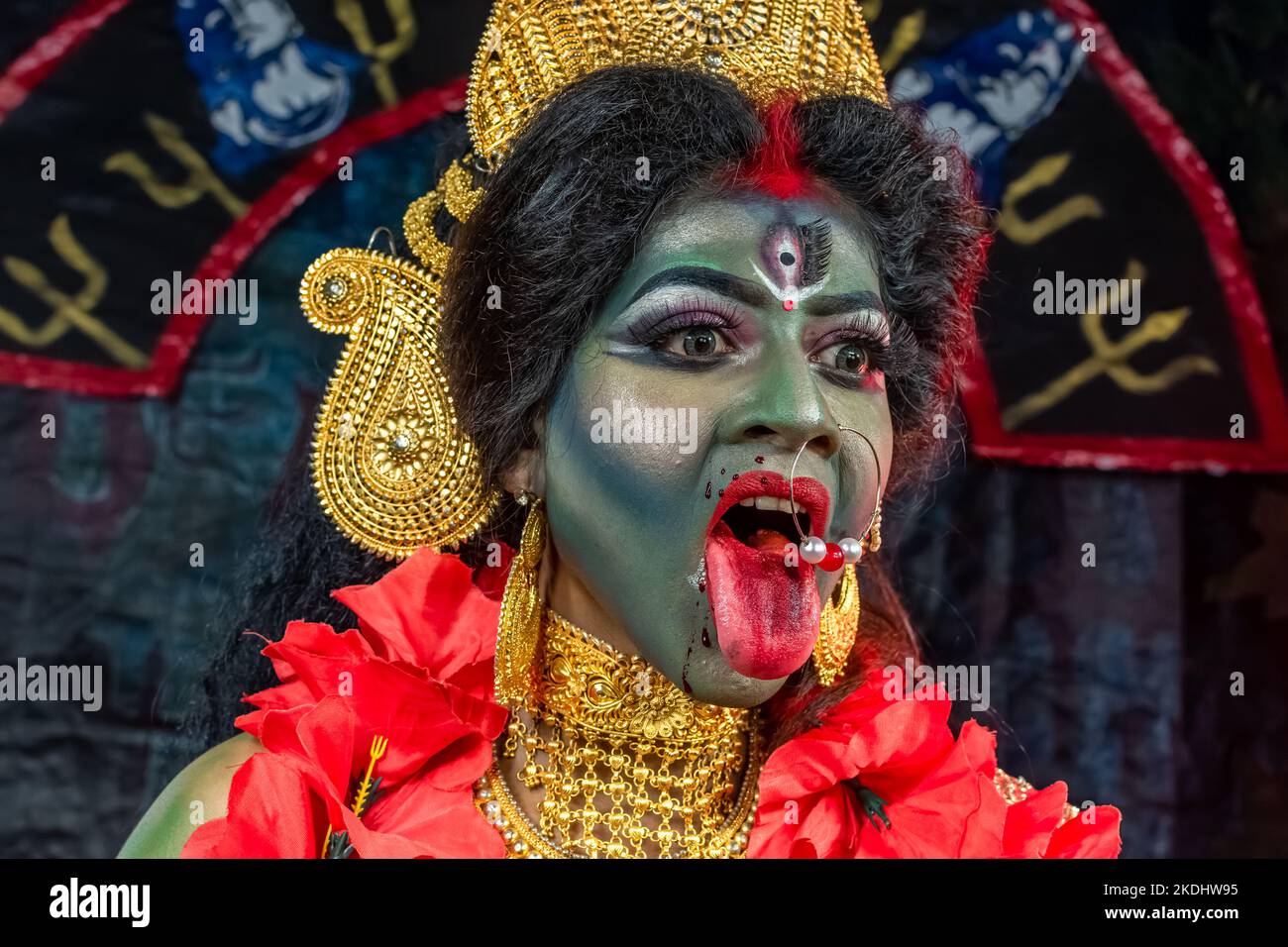 Happy Diwali greeting card showing Indian beautiful girl with colorful ...