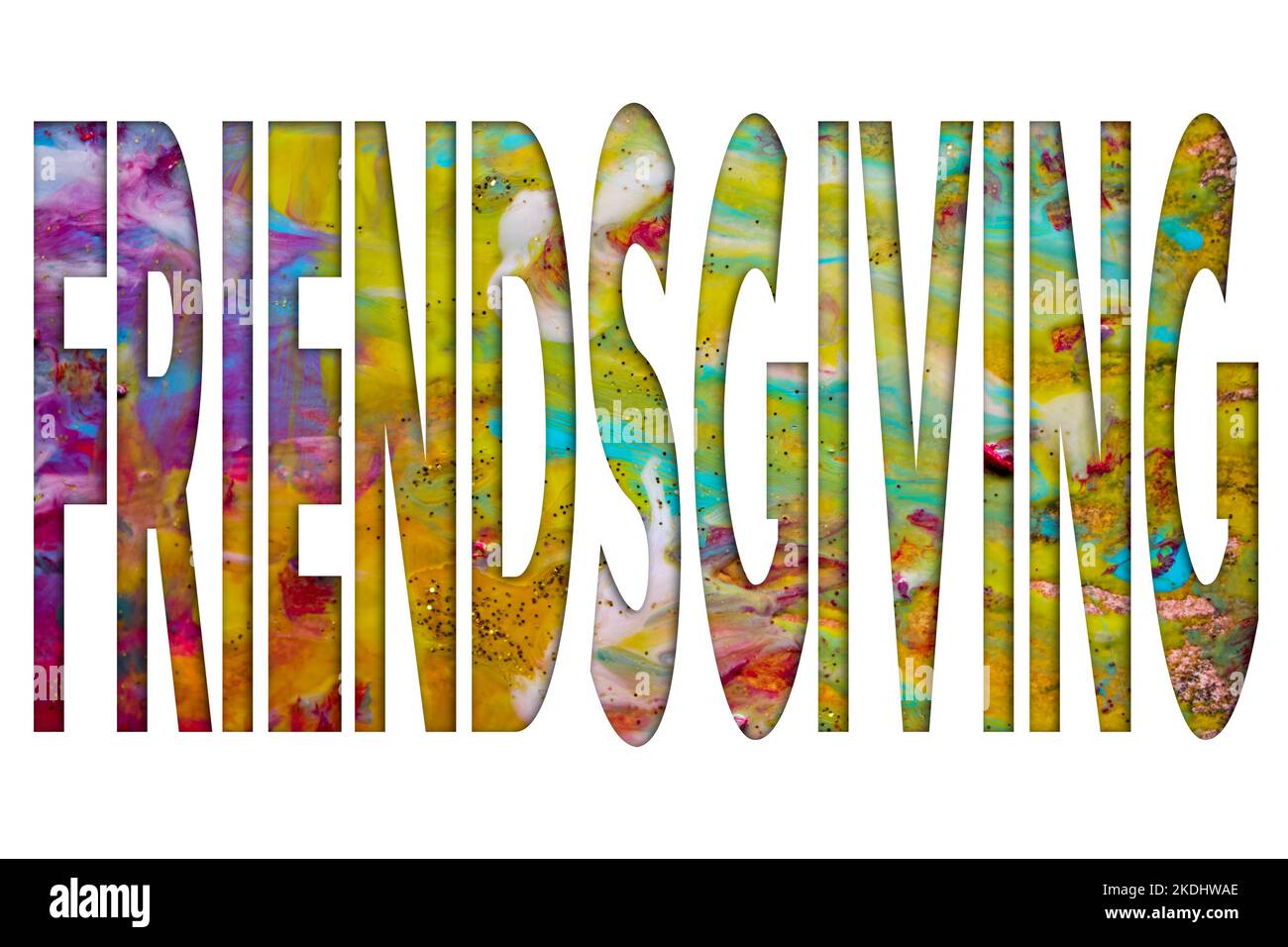 Abstract Natural Luxury art, fluid painting with Friendsgiving text ...