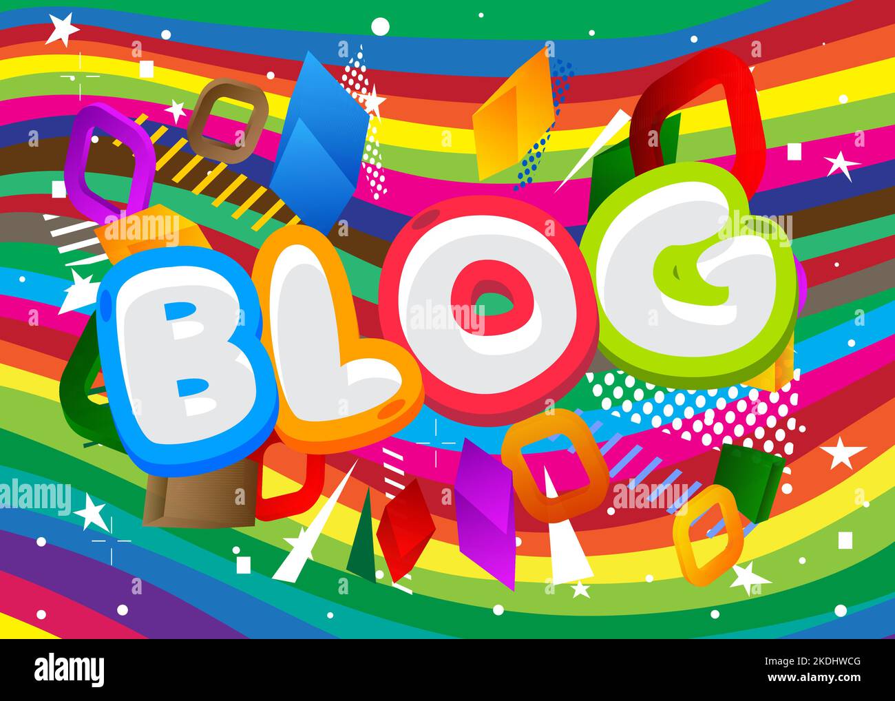 Blog. Word written with Children's font in cartoon style Stock Vector ...