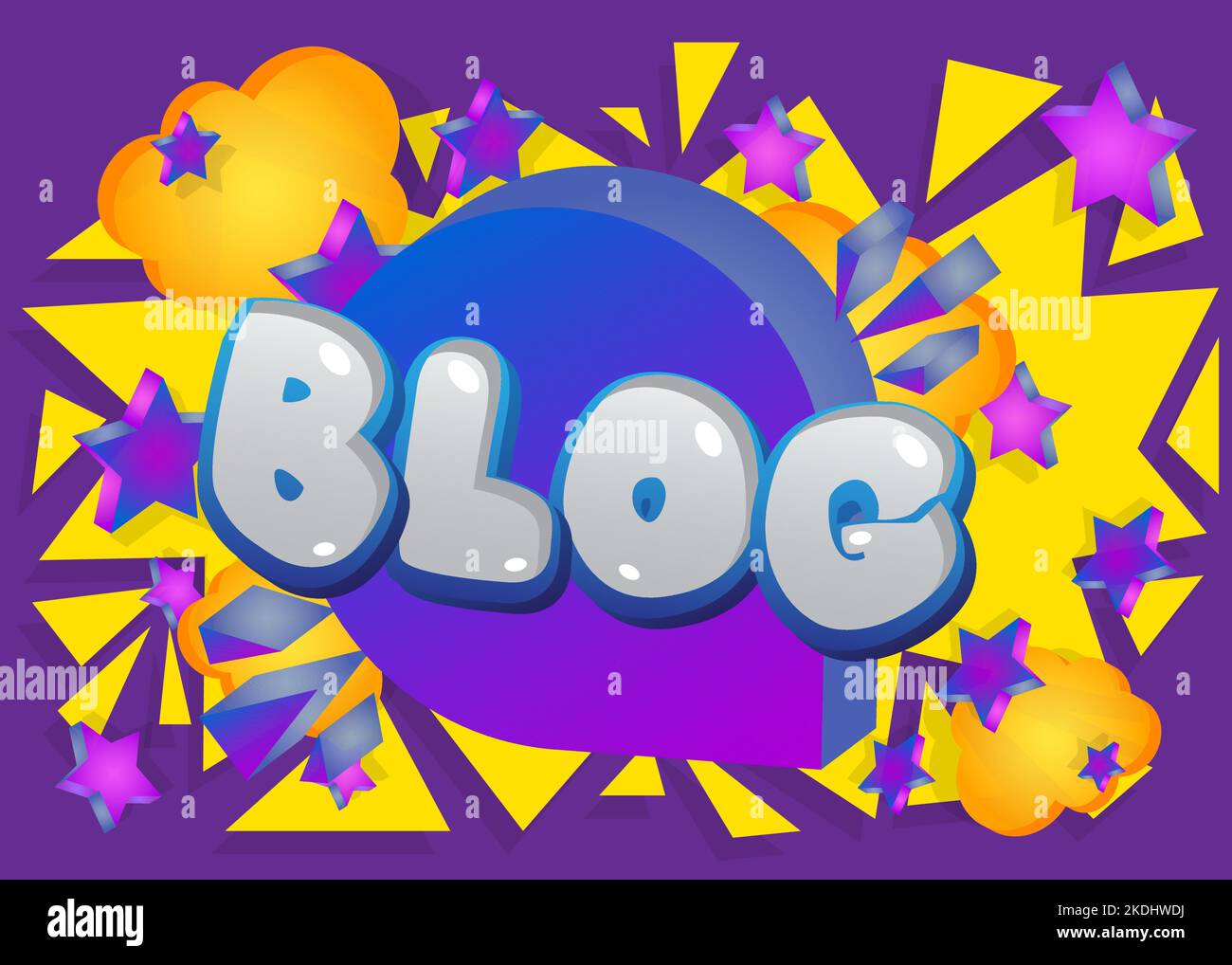 Blog. Word written with Children's font in cartoon style Stock Vector ...