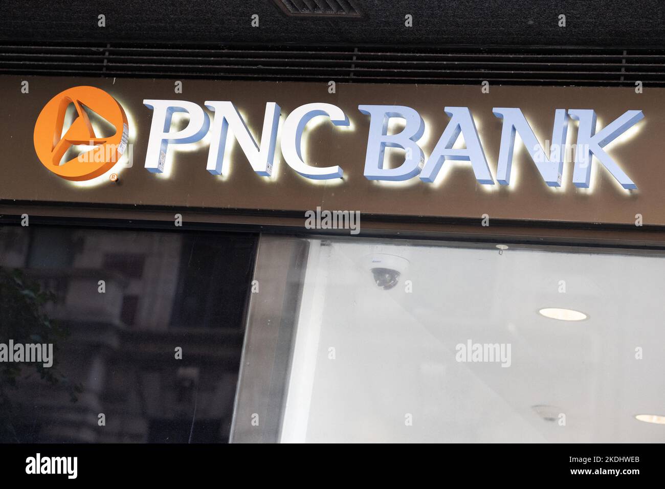 A shop sign of PNC BANK, on November 5, 2022 in New York City, USA ...