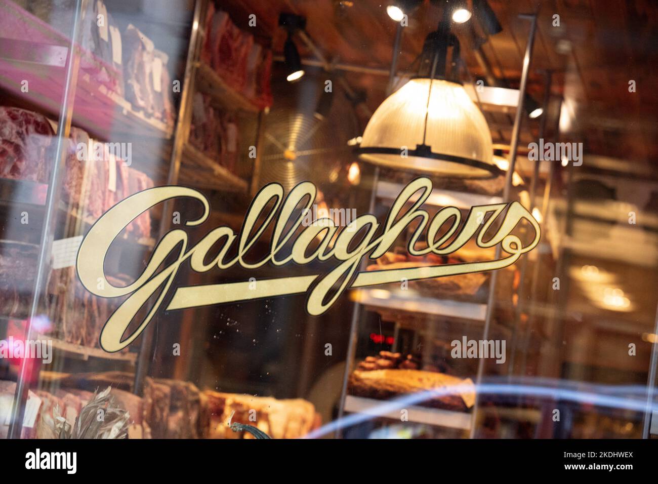 A shop sign of Gallaghers, on November 5, 2022 in New York City, USA ...