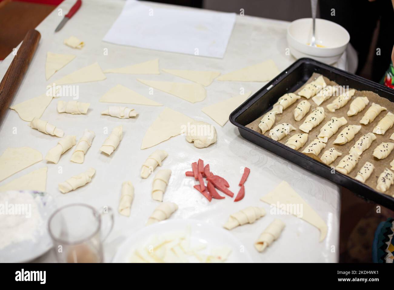 The process of making homemade croissants and other pastries at home ...