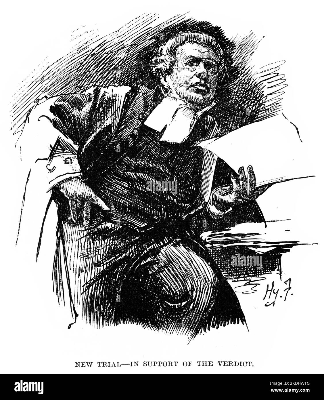 Engraving of a lawyer in support of the verdict in a 19th century ...