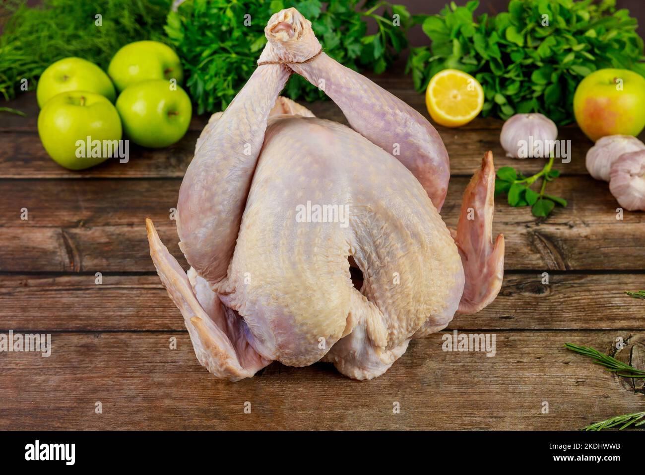 Raw turkey is ready to be frying for Thanksgiving Day Stock Photo - Alamy