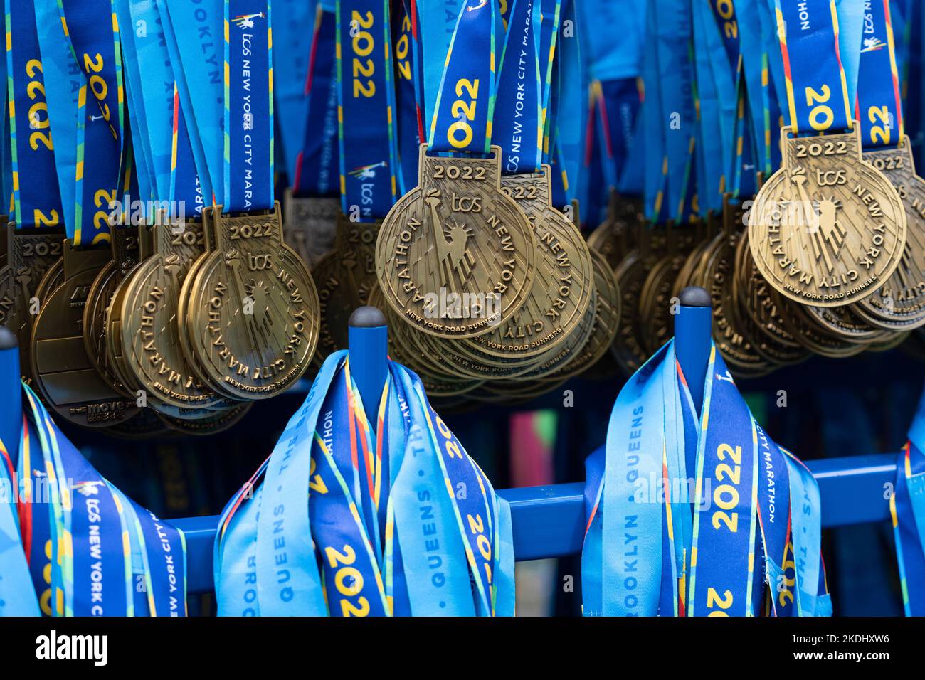 Medals for finishers of 51st TCS NYC marathon on display in Central ...
