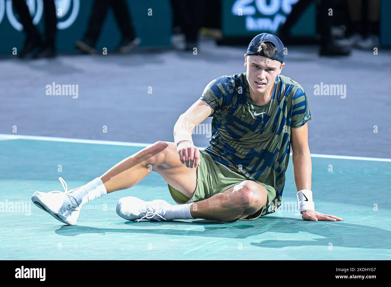 Paris, France. 06th Nov, 2022. Holger Rune of Denmark wins over Novak Djokovic during the final ...