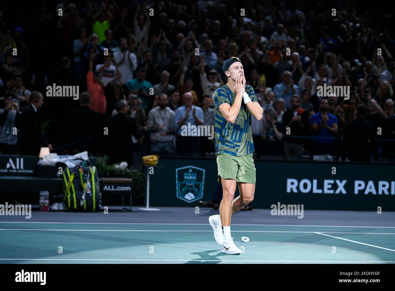 Paris, France. 06th Nov, 2022. Holger Rune of Denmark wins over Novak Djokovic during the final ...