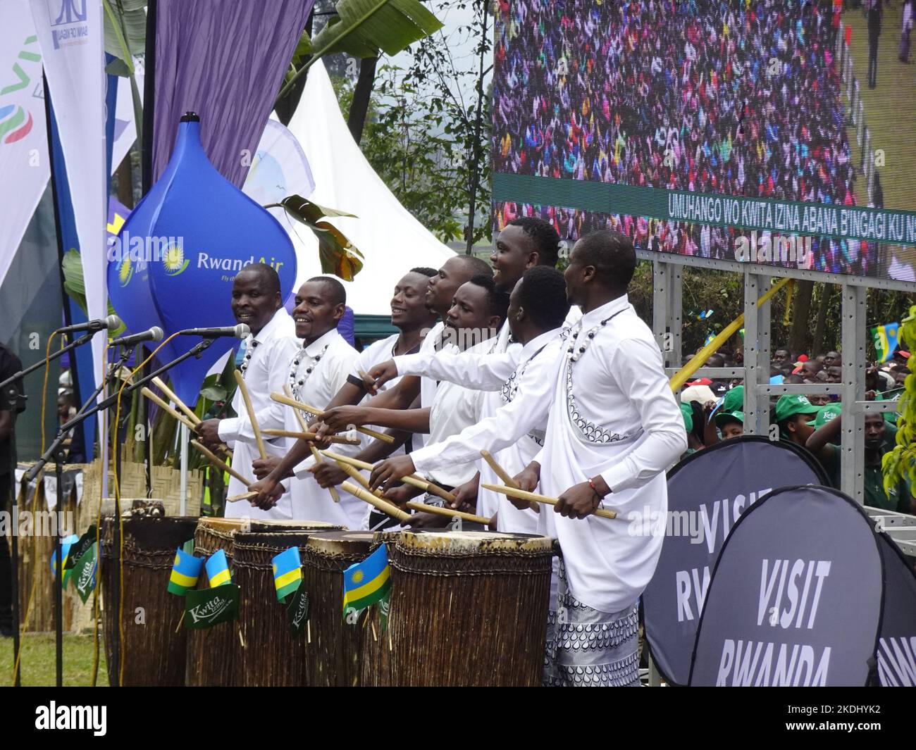 Kinigi, Rwanda 2nd September 2022 Musicians beat their drums at the18th ...