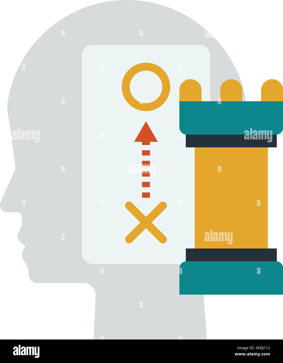 Human head and strategy illustration in minimal style isolated on ...