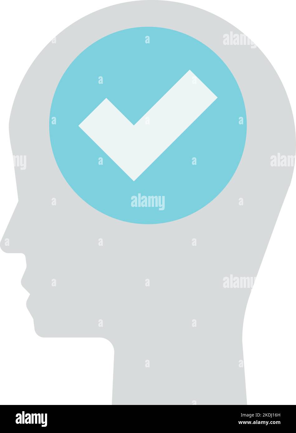 human head and check mark illustration in minimal style isolated on ...