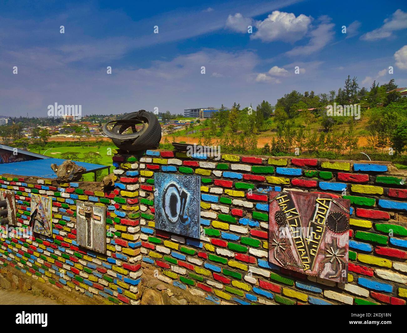 Ivuka Arts, Kigali, Rwanda 5th September 2022 Artistic painted bricks ...