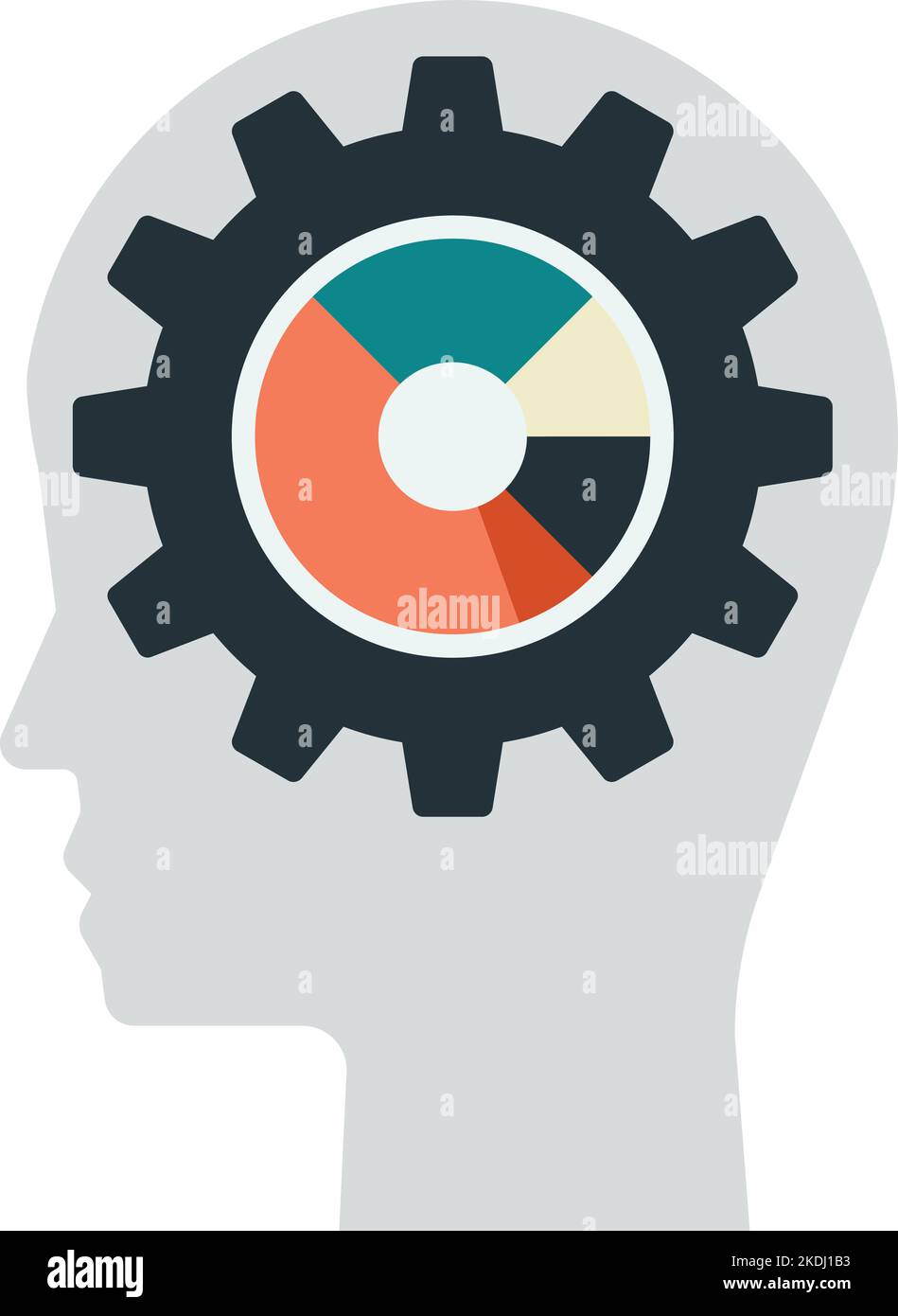 human head and cog illustration in minimal style isolated on background ...