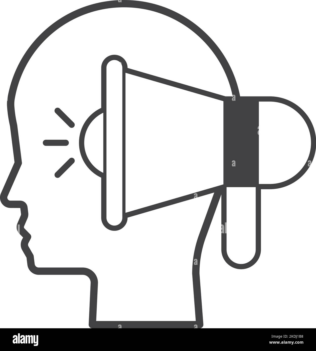 human head and megaphone illustration in minimal style isolated on ...