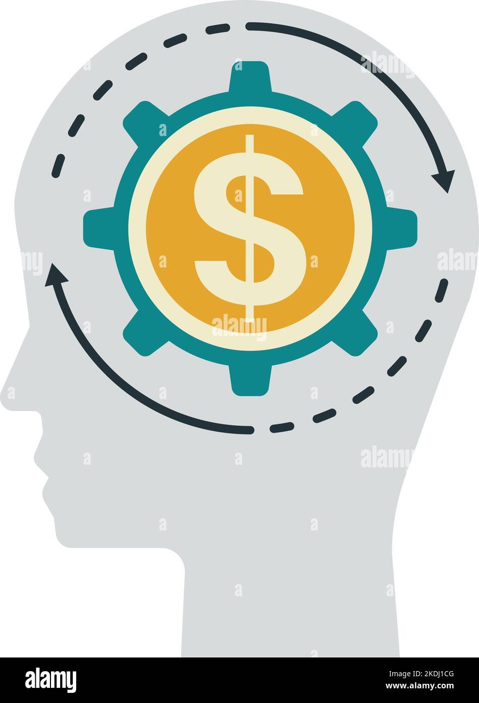 human head and cog illustration in minimal style isolated on background ...