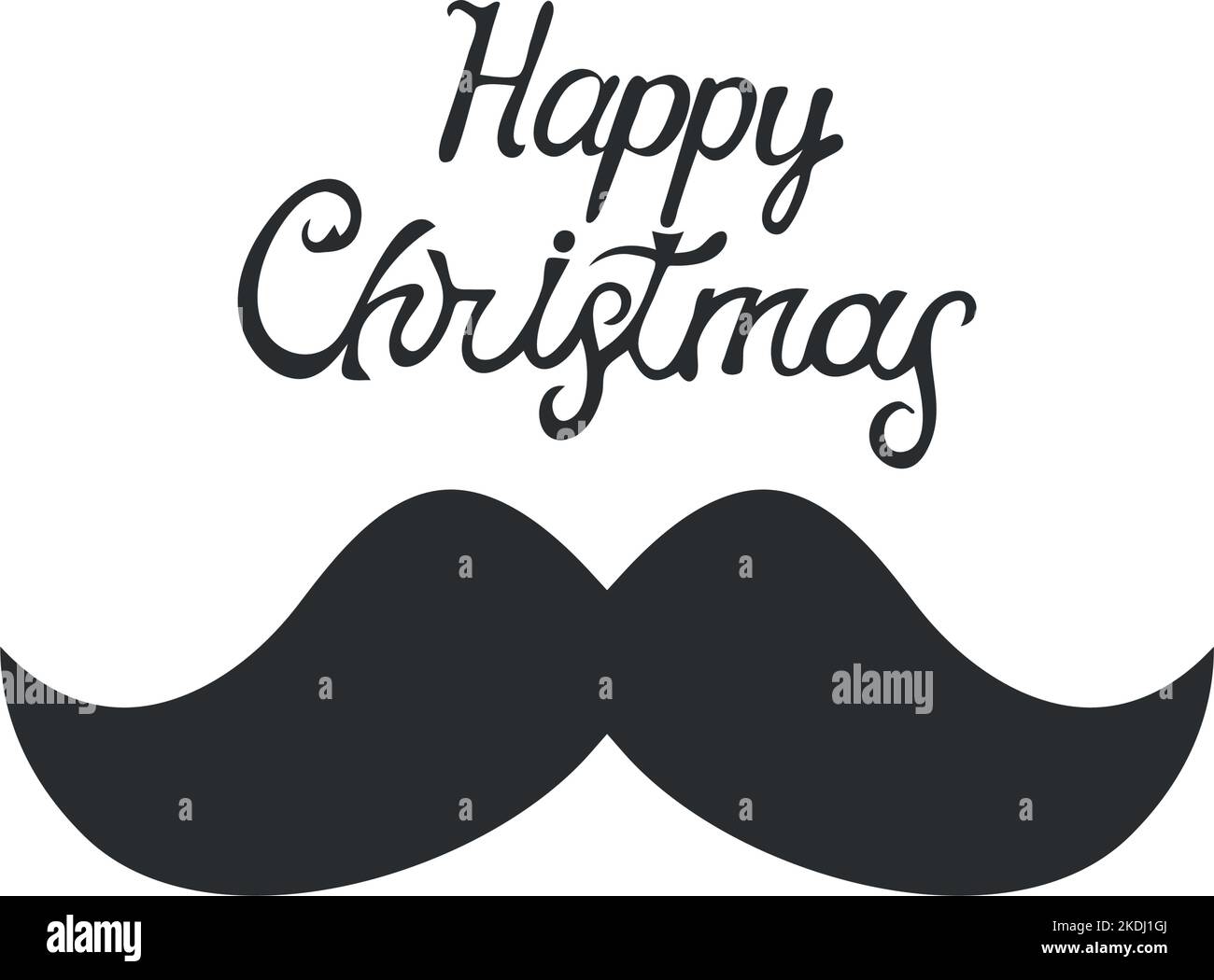 Black festive stylish mustache, Merry Christmas greeting on white ...