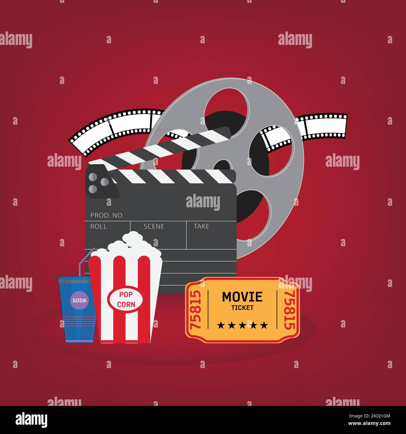 Popcorn ticket reel strip Stock Vector Images - Alamy