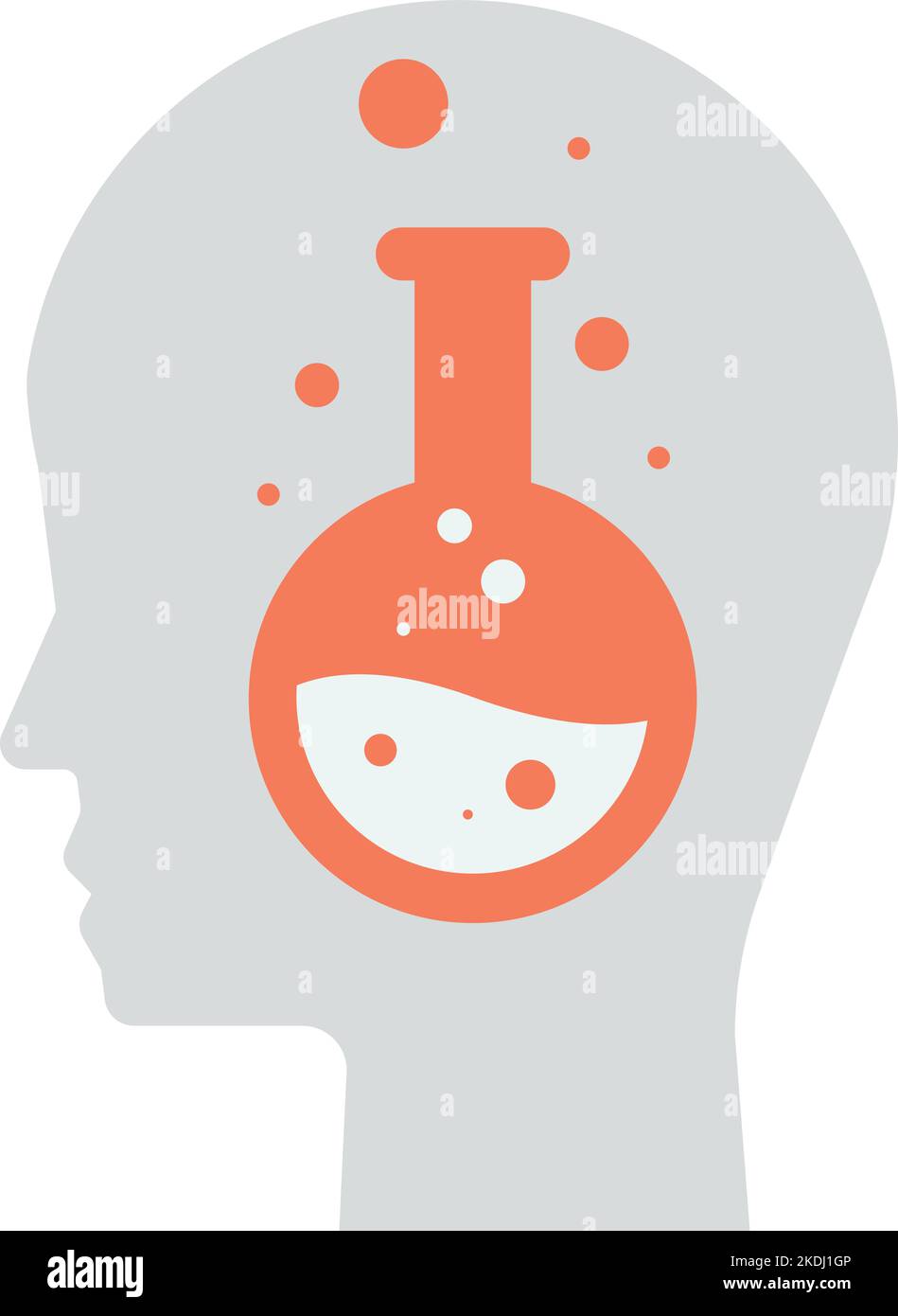 human head and Chemistry lab flask illustration in minimal style ...